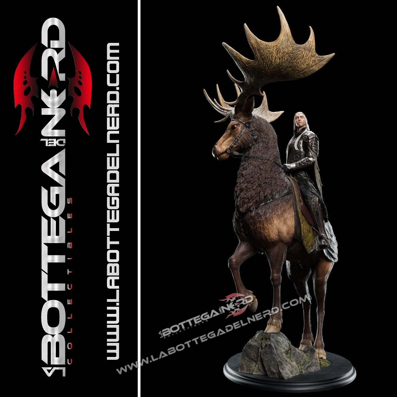 Lo Hobbit - Statua Thranduil on Elk 68cm